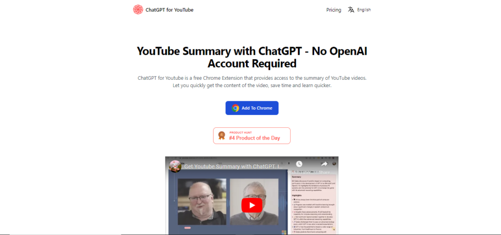 ChatGPT for YouTube - Chrome extension to summarize Youtube videos