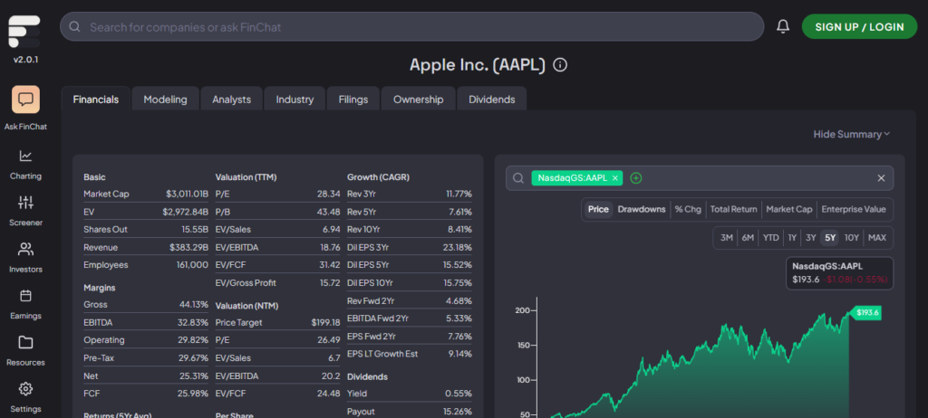 FinChat - Complete financial research platform
