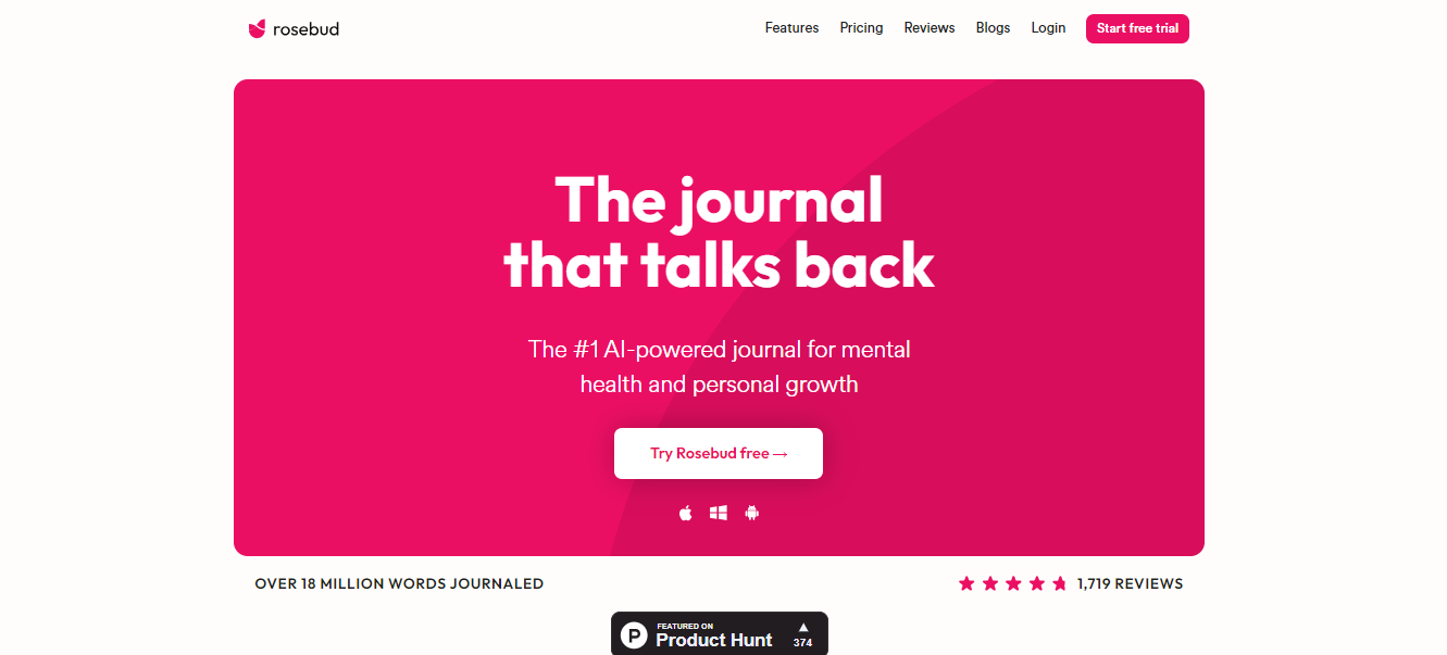 Rosebud - AI Journal For Mental Health & Personal Growth