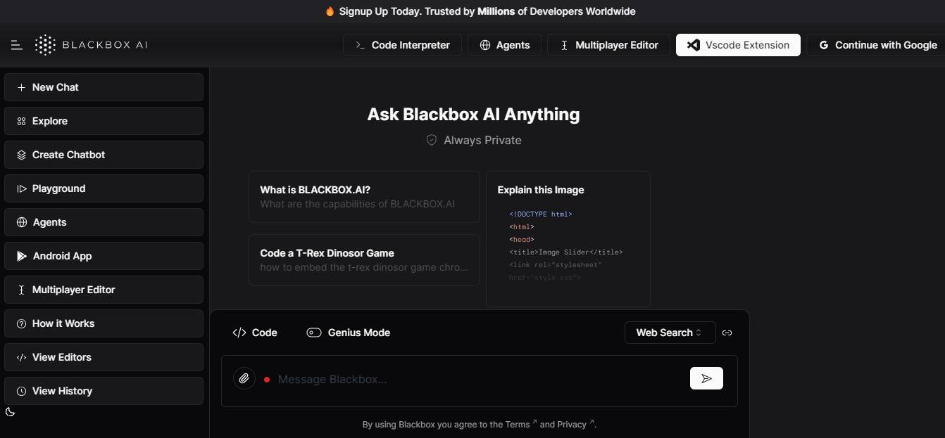 Blackbox Ai Ai Code Generation Code Chat Code Search